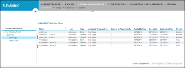 Assign a lesson to an organization, group, or individual